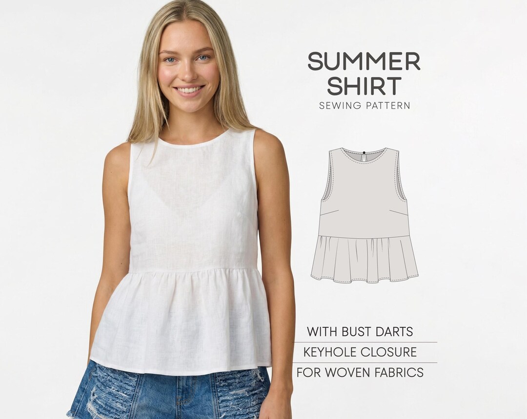 Summer Shirt Sewing Pattern for Women Blouse Pattern, Linen Top Pattern ...