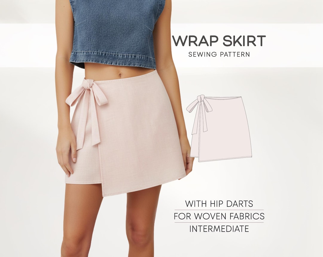 Wrap Skirt Pattern, Mini Skirt Sewing Pattern, Summer Skirt Pattern ...
