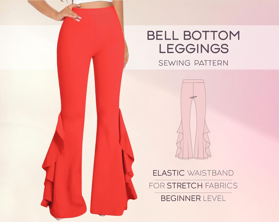 Flared Pants Pattern for Beginners in 8 Sizes XS - 4XL, Bell Bottom ...
