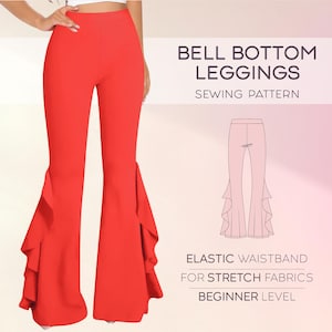 Flared Pants Pattern for Beginners in 8 Sizes XS - 4XL, Bell Bottom ...