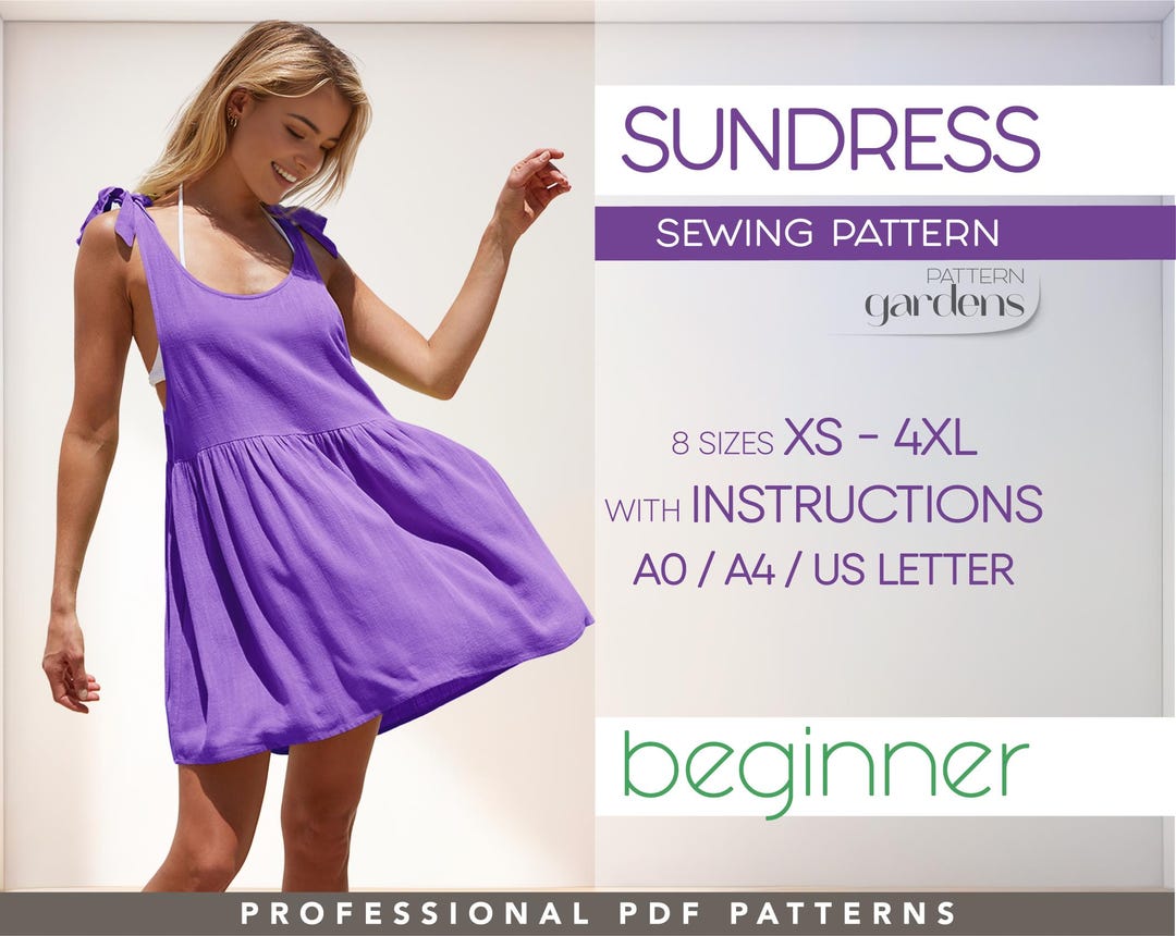 Dress Sewing Pattern for Women Beginner Level, Easy Sundress Pattern ...