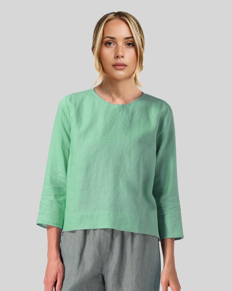 Linen Blouse Pattern, Women's Top Sewing Pattern for Woven Fabrics ...