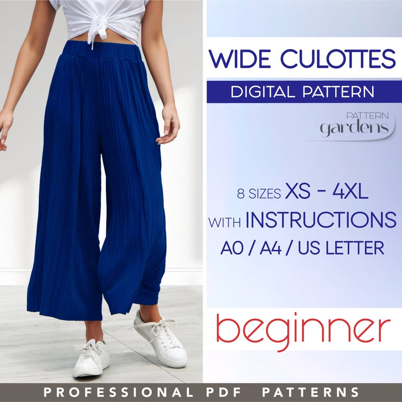 Wide Leg Pants Pattern - Etsy