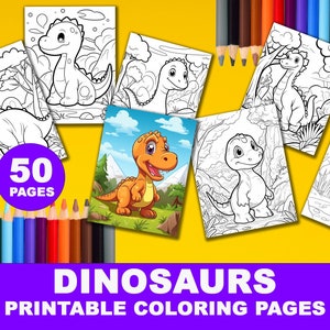 50 Dinosaur Coloring Pages for Kids Toddlers Preschoolers Printable ...