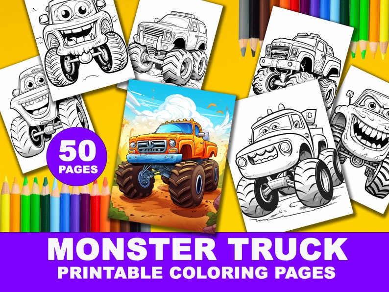 50 Monster Truck Coloring Pages for Kids Toddlers Preschoolers ...