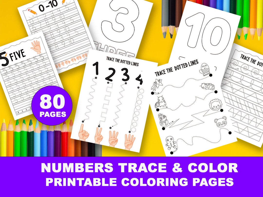 Numbers Trace and Color Workbook Kids Toddlers Preschoolers Printable ...