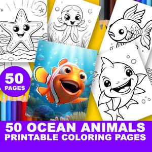 50 Ocean Animals Coloring Pages for Kids Toddlers Preschoolers ...