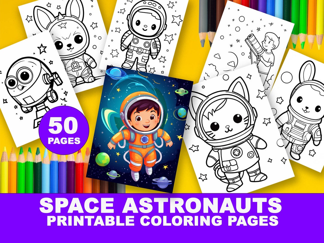 50 Space Astronauts Coloring Pages for Kids Toddlers Preschoolers ...