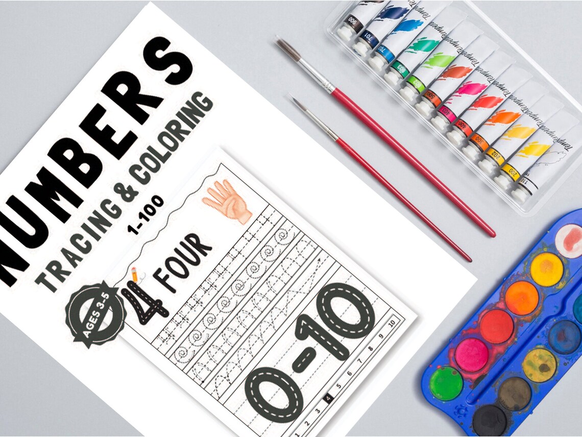 Numbers Trace and Color Workbook Kids Toddlers Preschoolers Printable ...