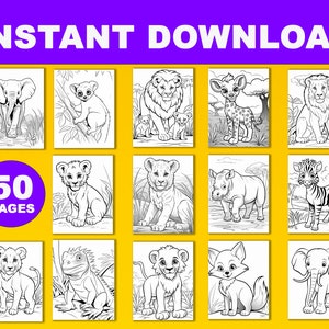 50 Wild Animals Coloring Pages for Kids Toddlers Preschoolers Printable ...