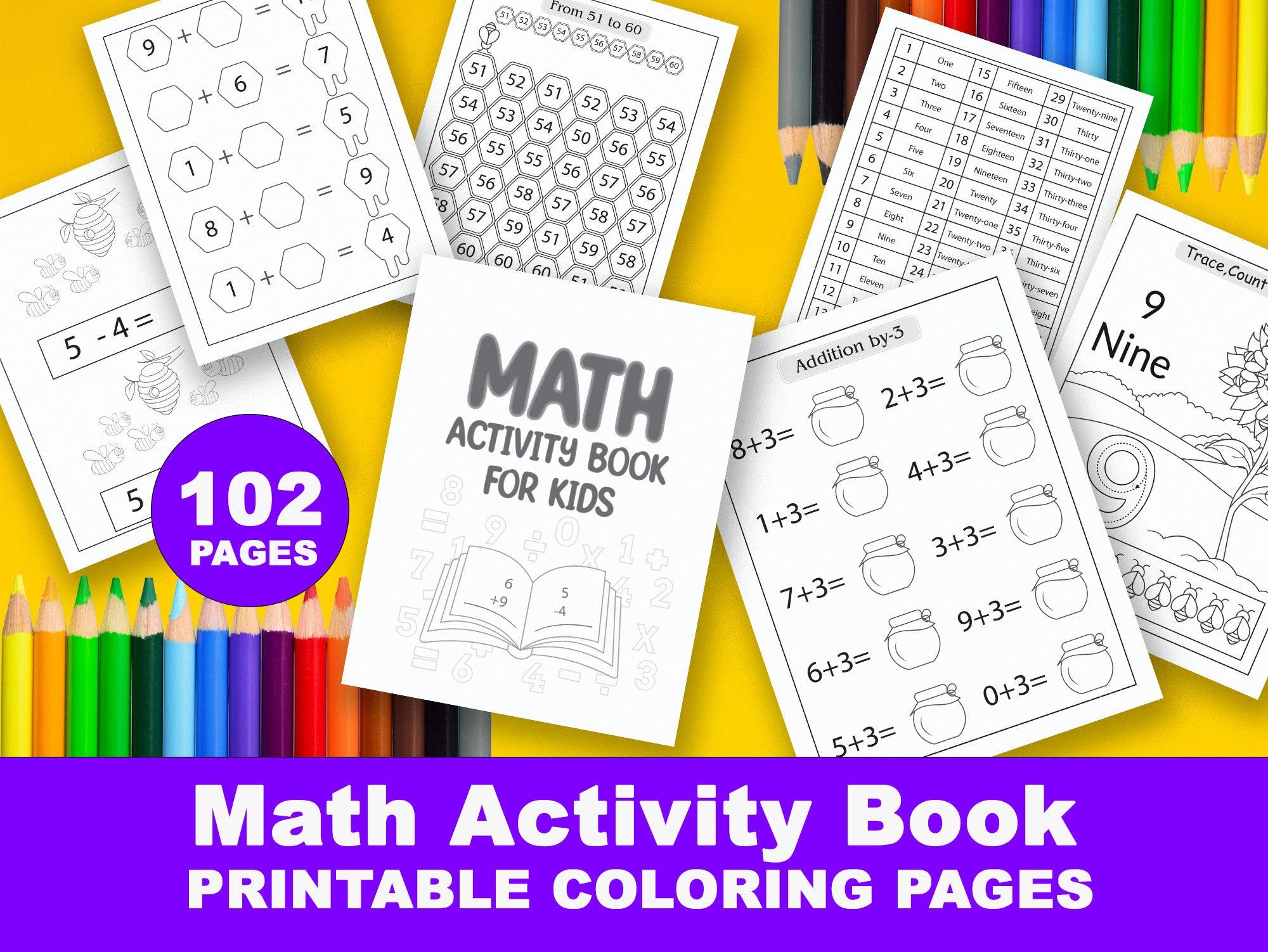 Math Activity Coloring-pages Book Kids Toddlers Preschoolers Printable ...