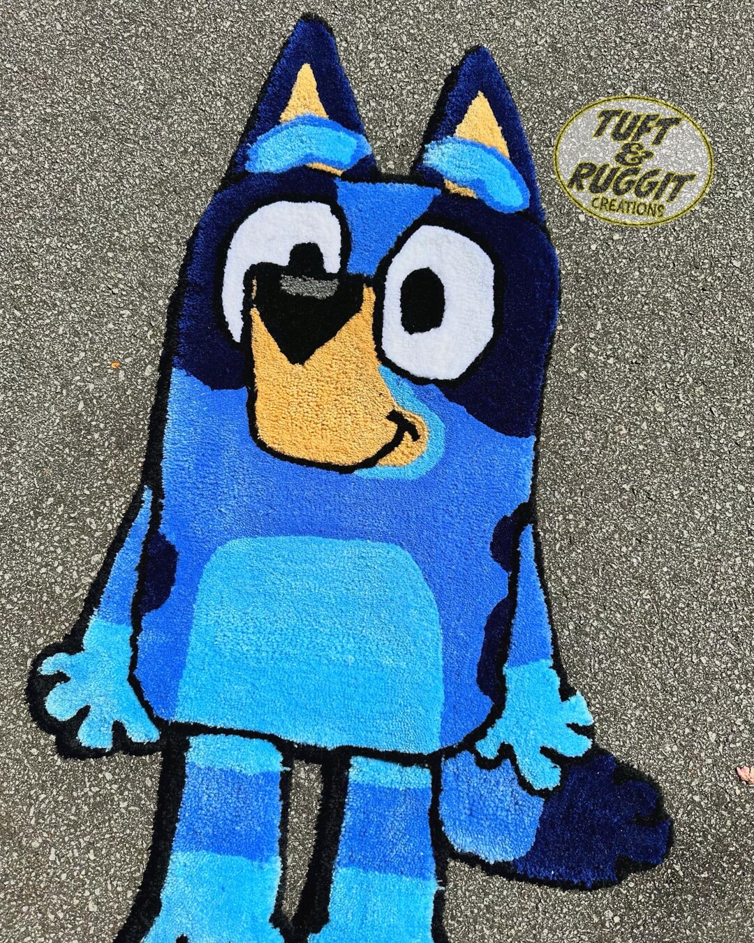 Custom Blue Dog Rug – 3-foot Cartoon-inspired Tufted Rug With Hanging ...
