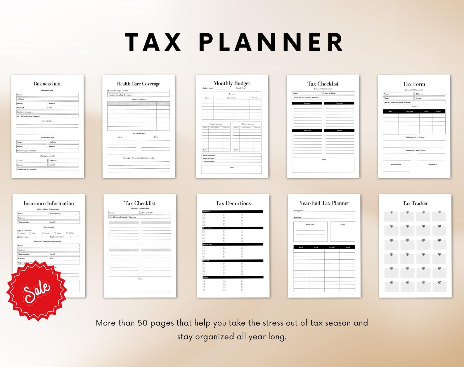 Personal Tax Planner | Tax Organizer | Financial Planner | Tax ...
