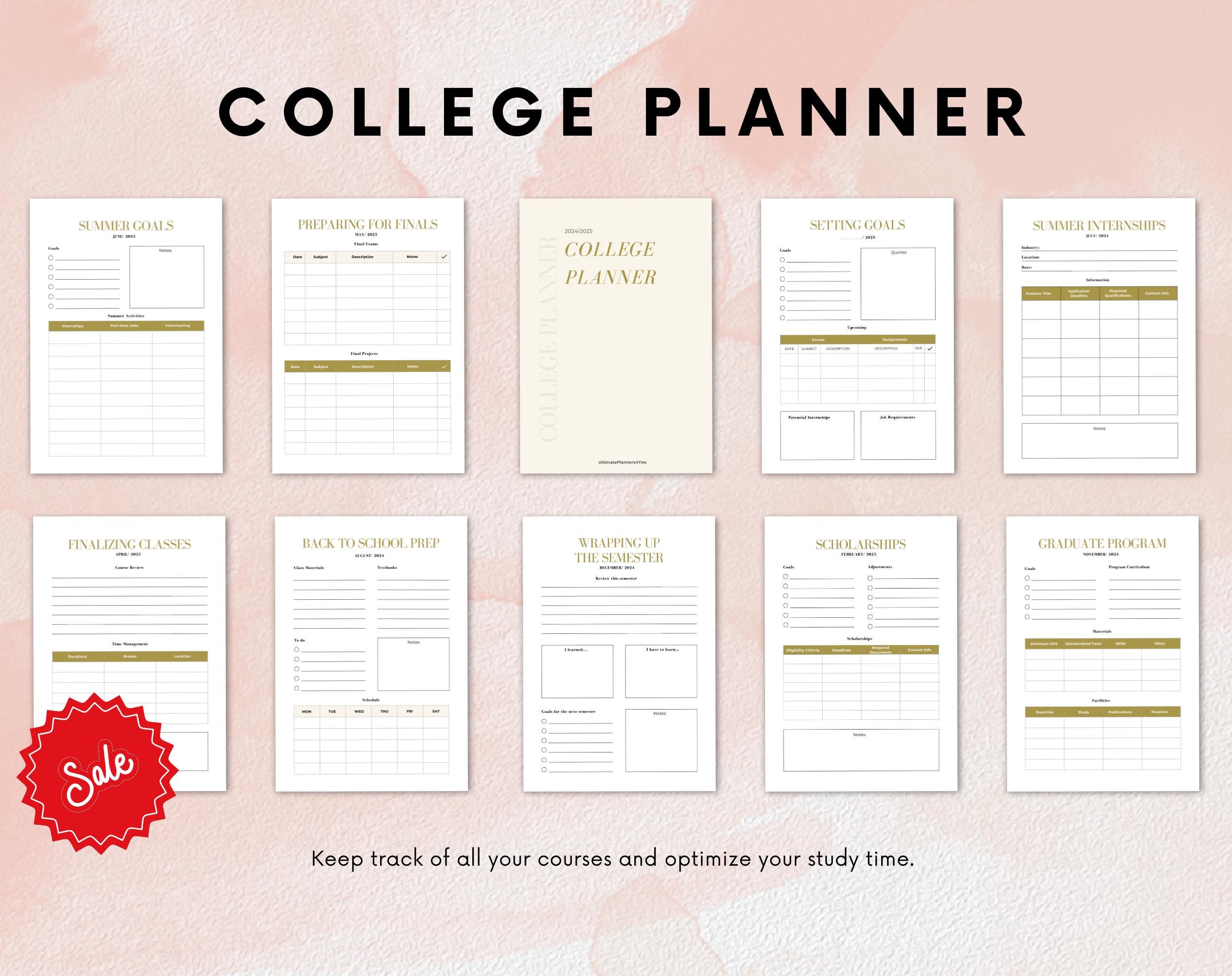 College Planner Printable | College Student Planner | Academic Planner ...
