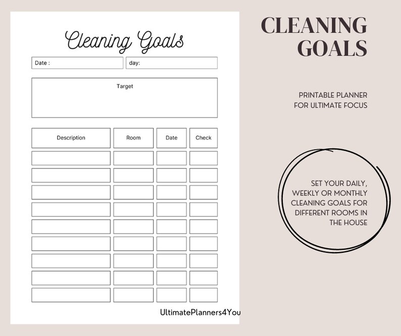 Cleaning Planner PRINTABLE PDF Canva Template Weekly Cleaning Goals ...