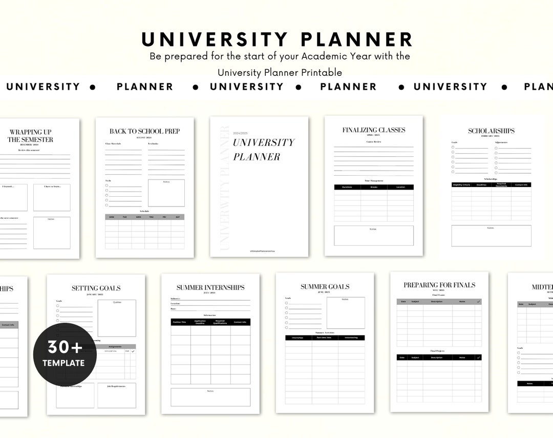 University Planner Printable | Study Planner | Academic Planner 2024 ...
