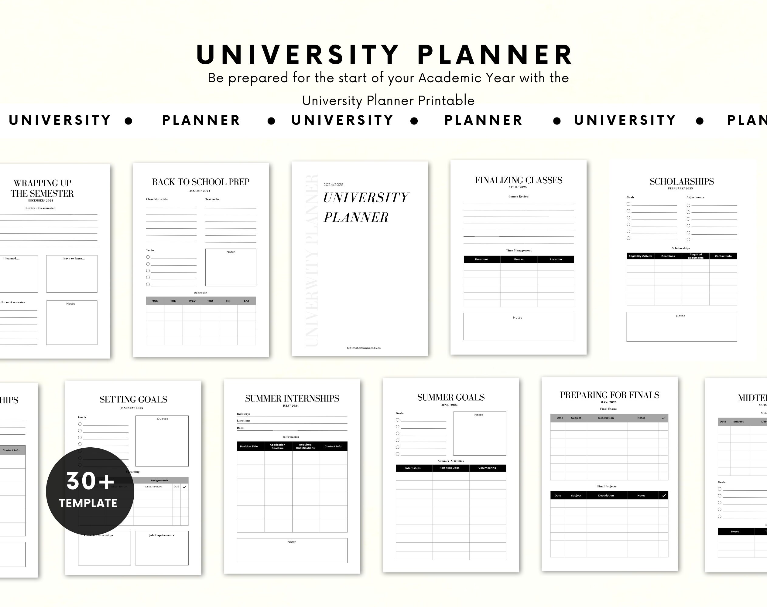 University Planner Printable Study Planner Academic Planner 2024-2025 ...