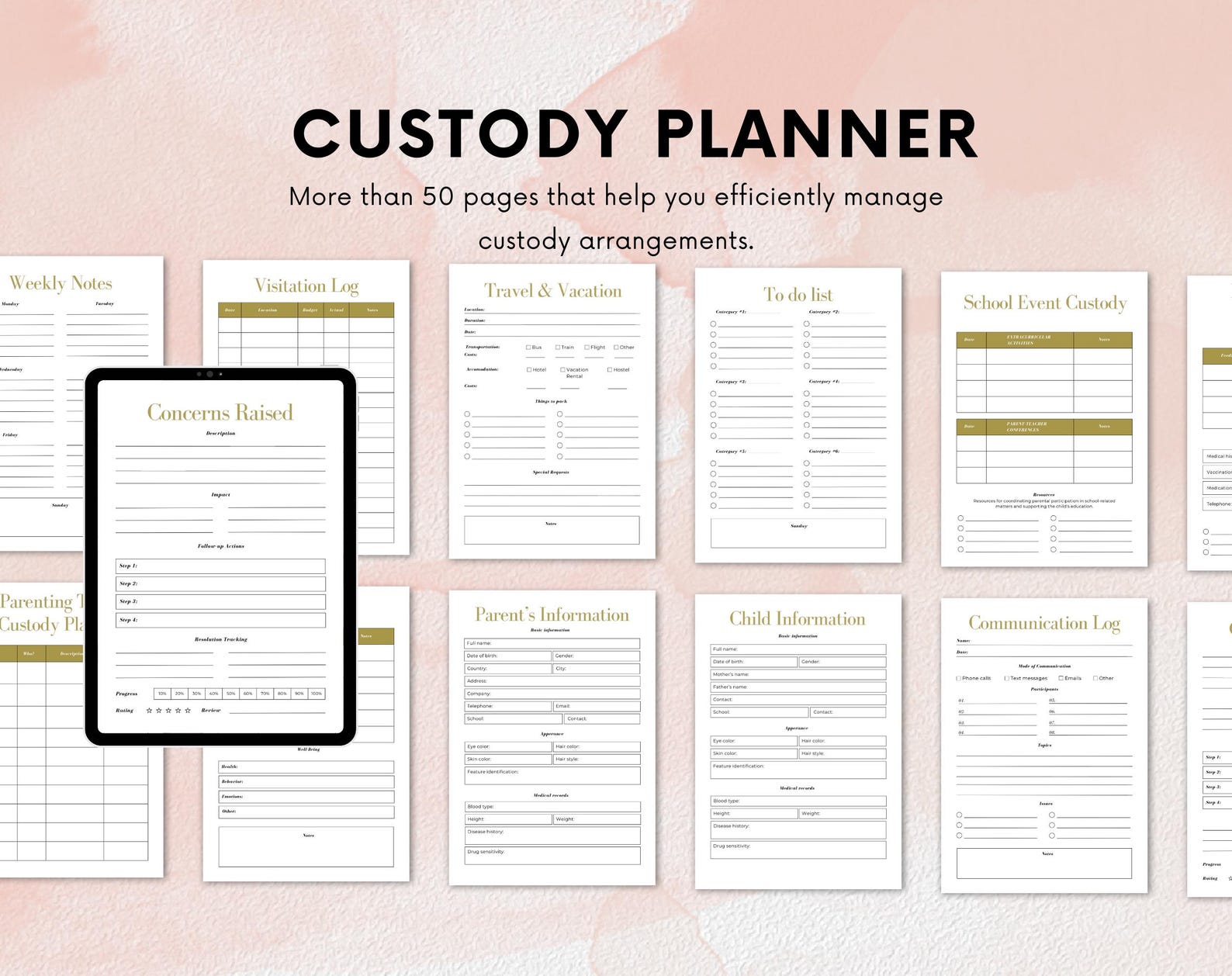 Child Custody Planner Printable | Coparenting Planner | Custody Planner ...