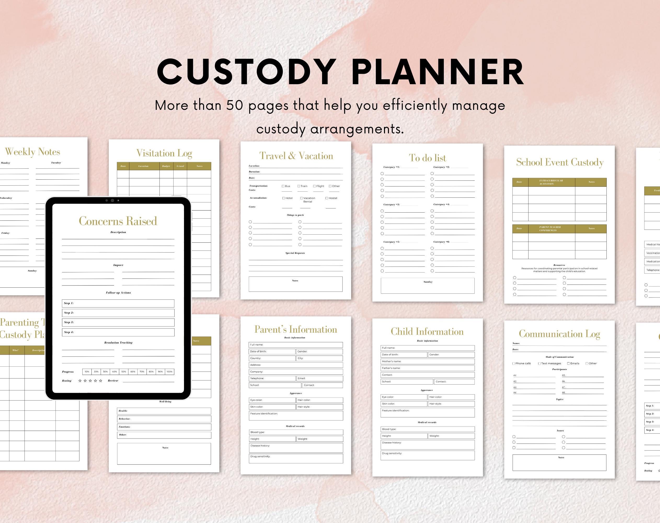 Child Custody Planner Printable | Coparenting Planner | Custody Planner ...