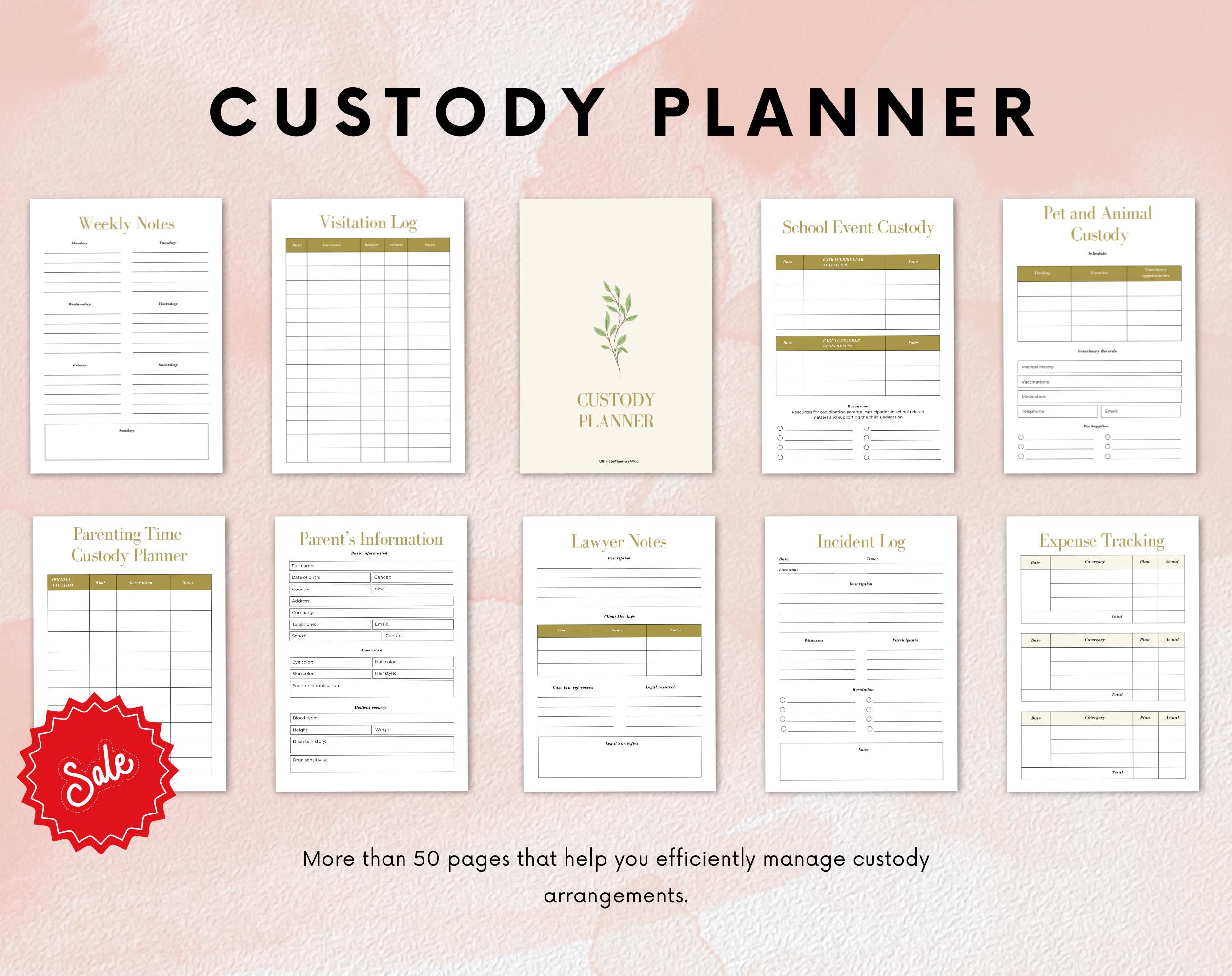 Child Custody Planner Printable | Coparenting Planner | Custody Planner ...