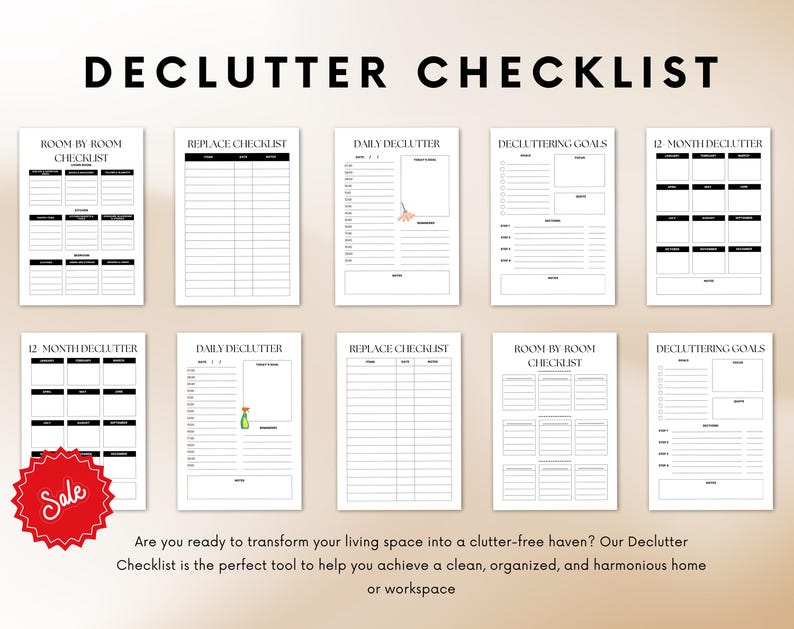 Declutter Checklist | Home Management | Cleaning Checklist | Digital Declutter Checklist - Etsy