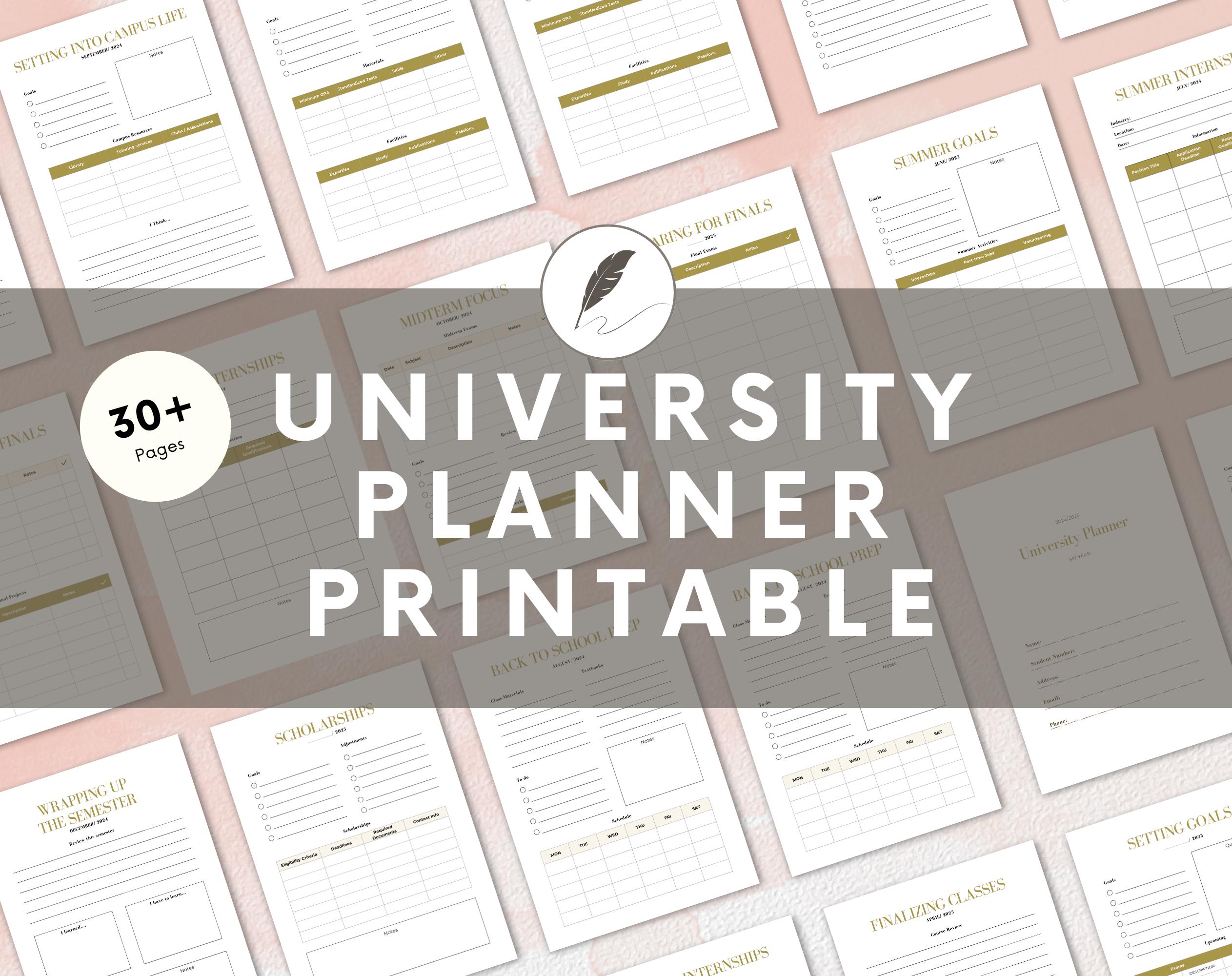 University Planner Printable Student Planner Printable Academic Planner ...
