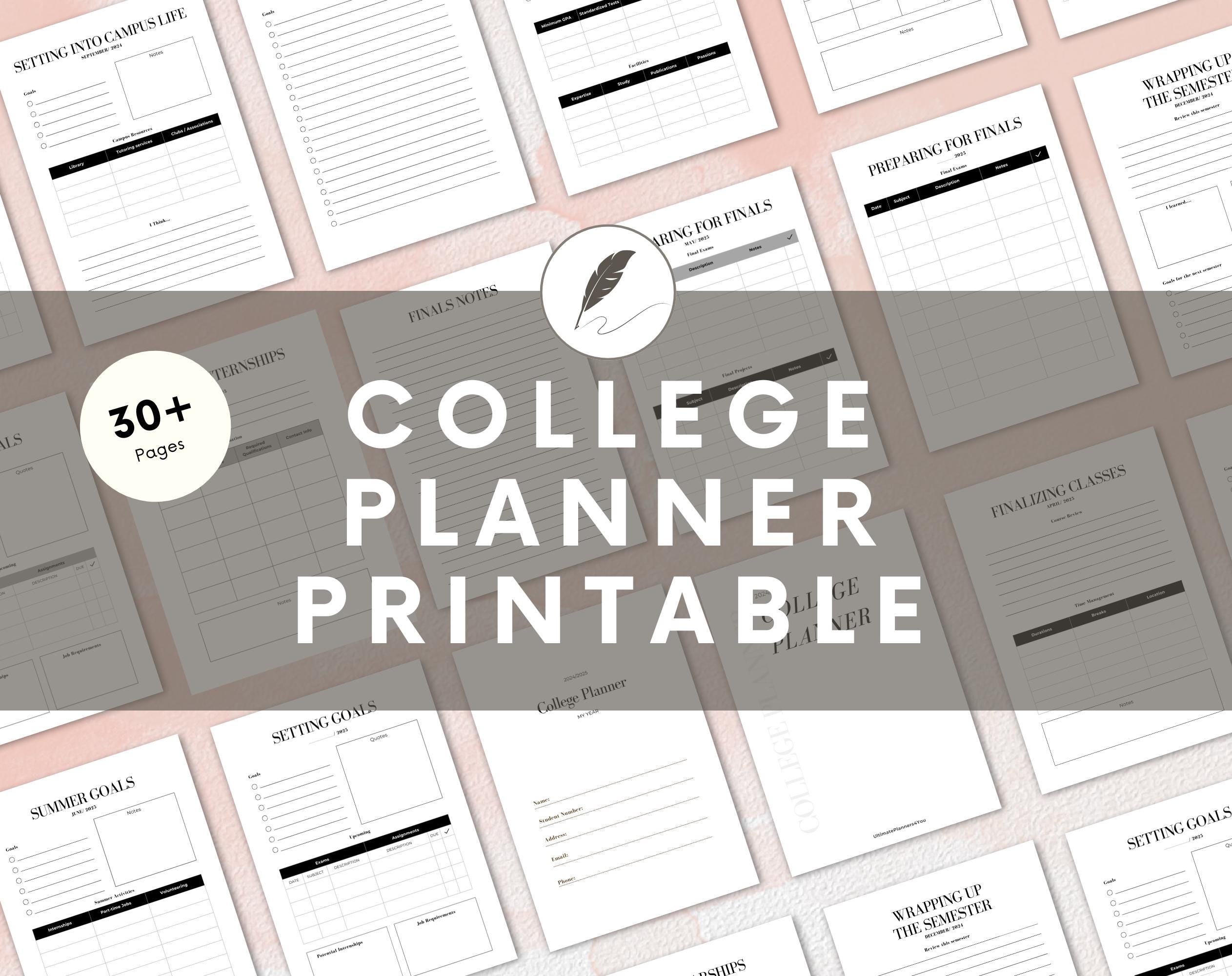 College Planner Printable | College Student Planner | Academic Planner ...
