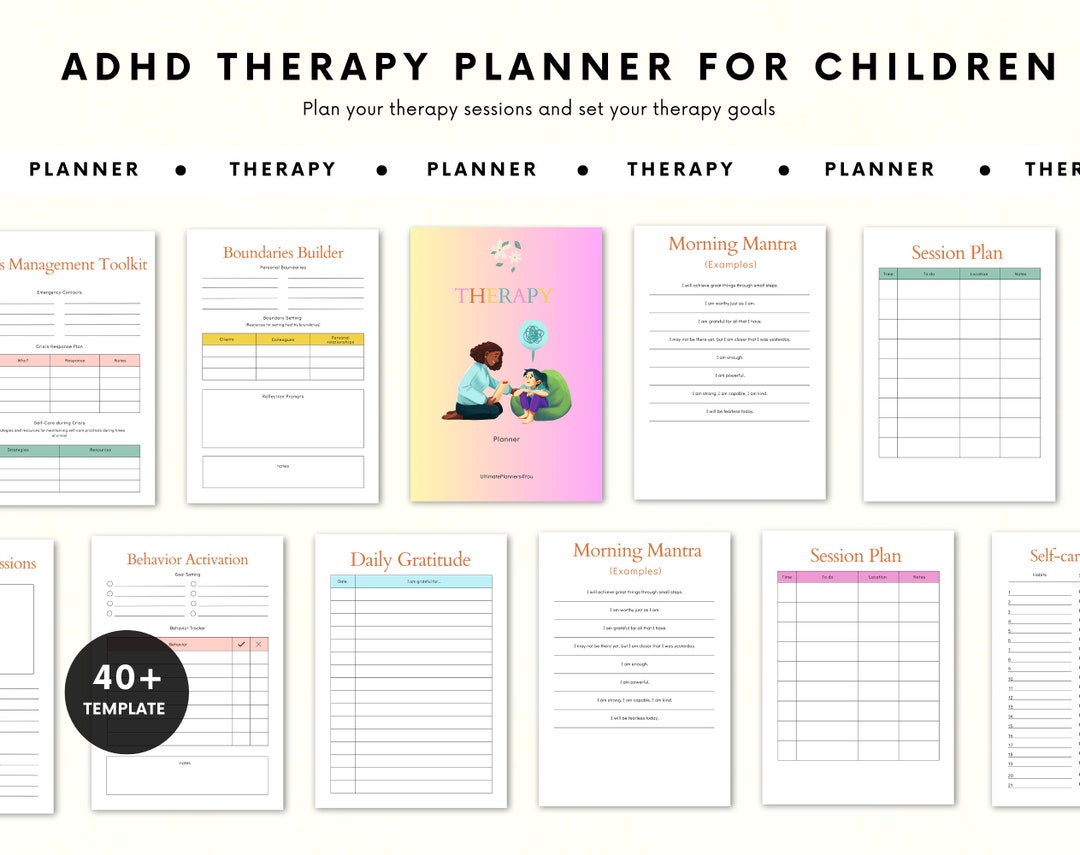 ADHD Therapy Planner for Kids | 40+ Sheets to Help Structure and Plan ...