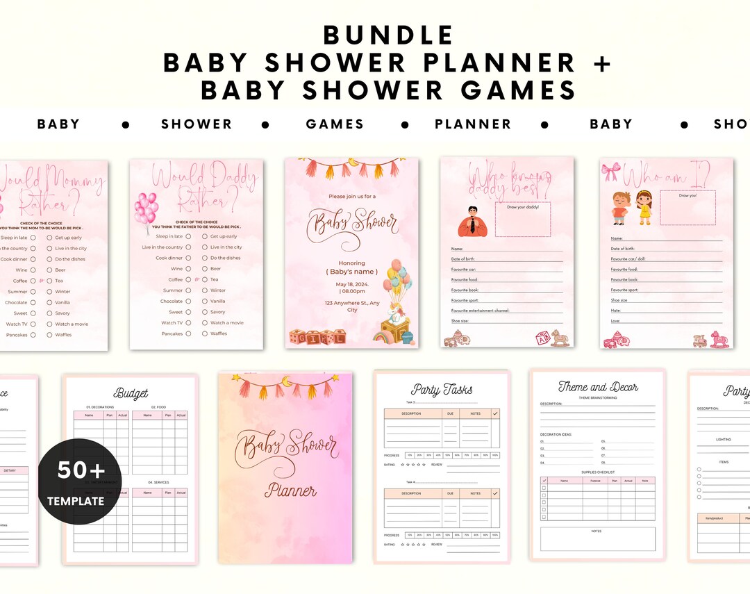 BUNDLE Baby Shower Planner + Baby Shower Games | Baby Shower Checklist ...