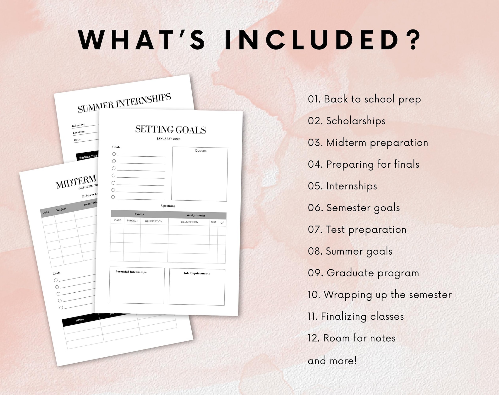 University Planner Printable Student Planner Printable Academic Planner ...