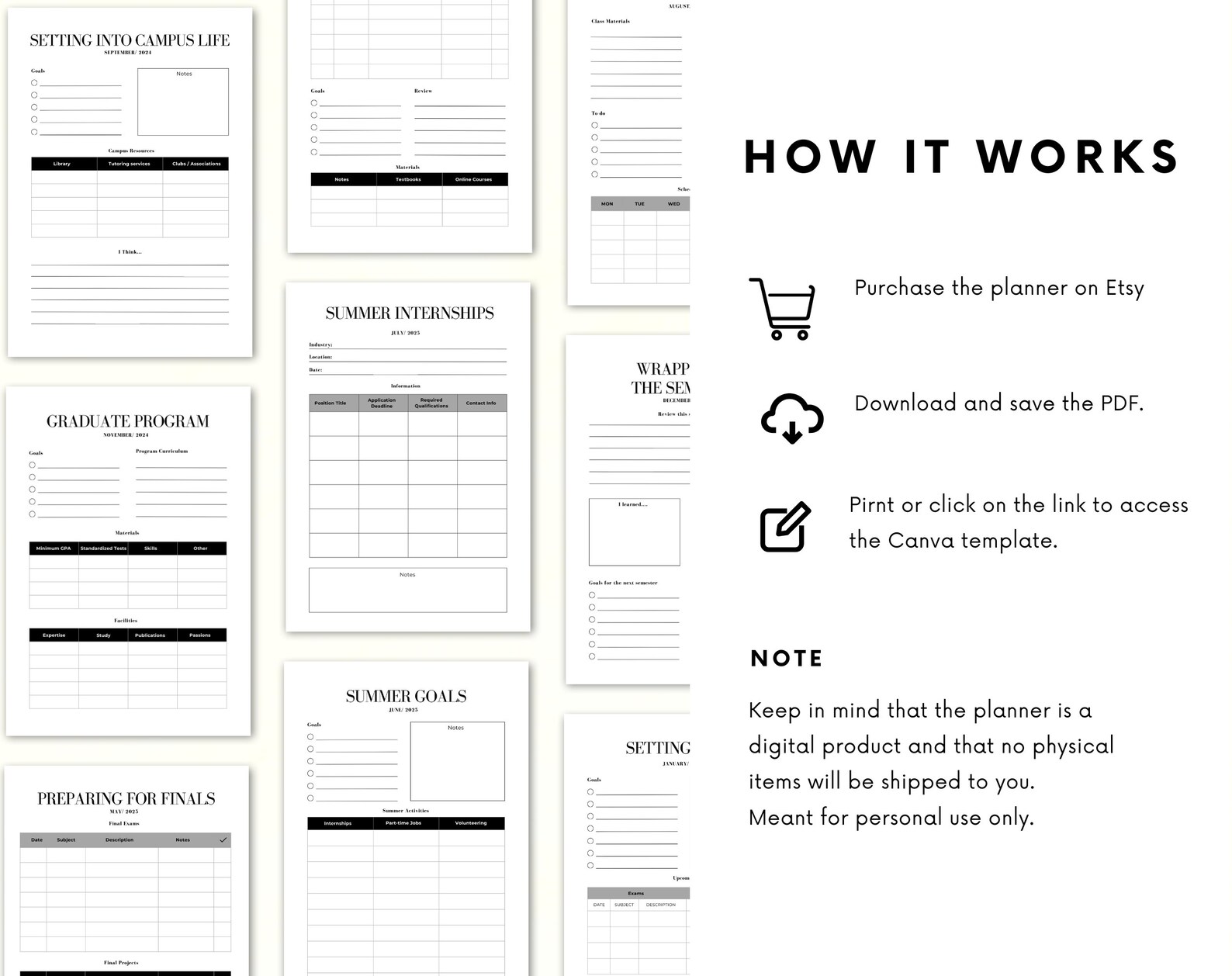 College Student Planner Printable | College Planner | College ...