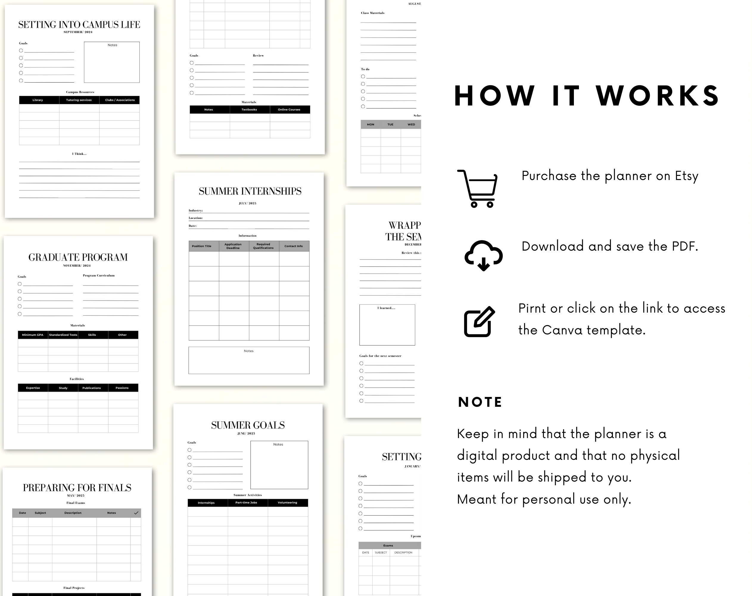 College Student Planner Printable | College Planner | College ...