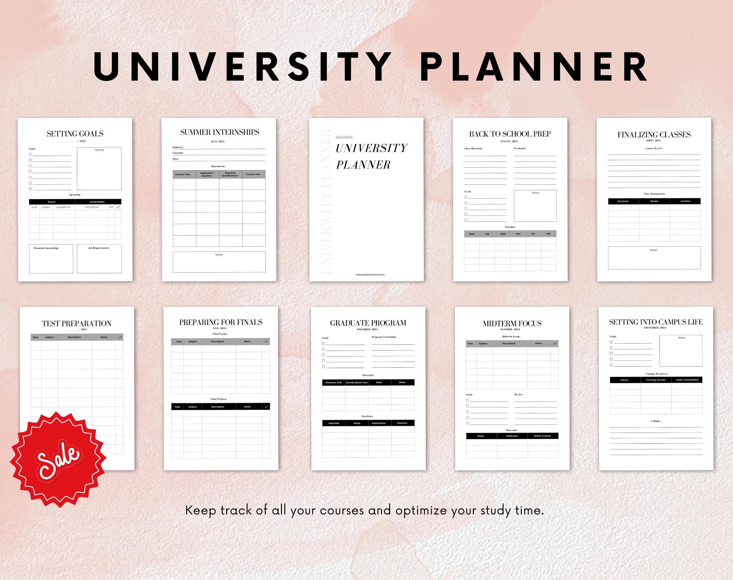 University Planner Printable Student Planner Printable Academic Planner ...