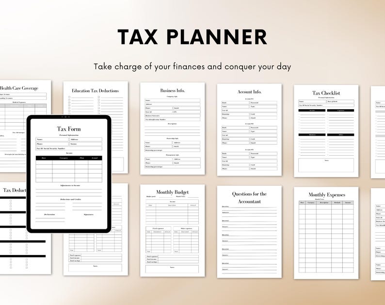 Personal Tax Planner | Tax Organizer | Financial Planner | Tax Checklist | Tax Return ...