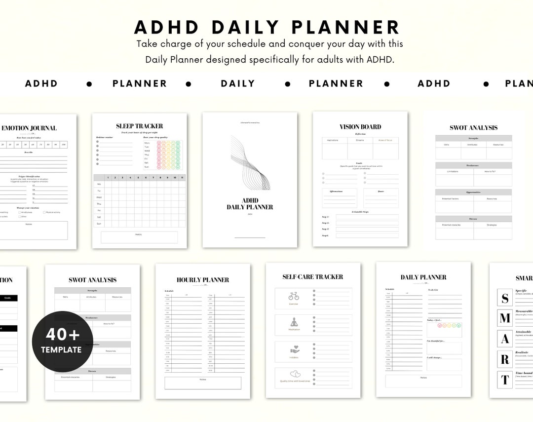 Daily Planner ADHD | ADHD Workbook | ADHD Daily Planner | Hourly ...