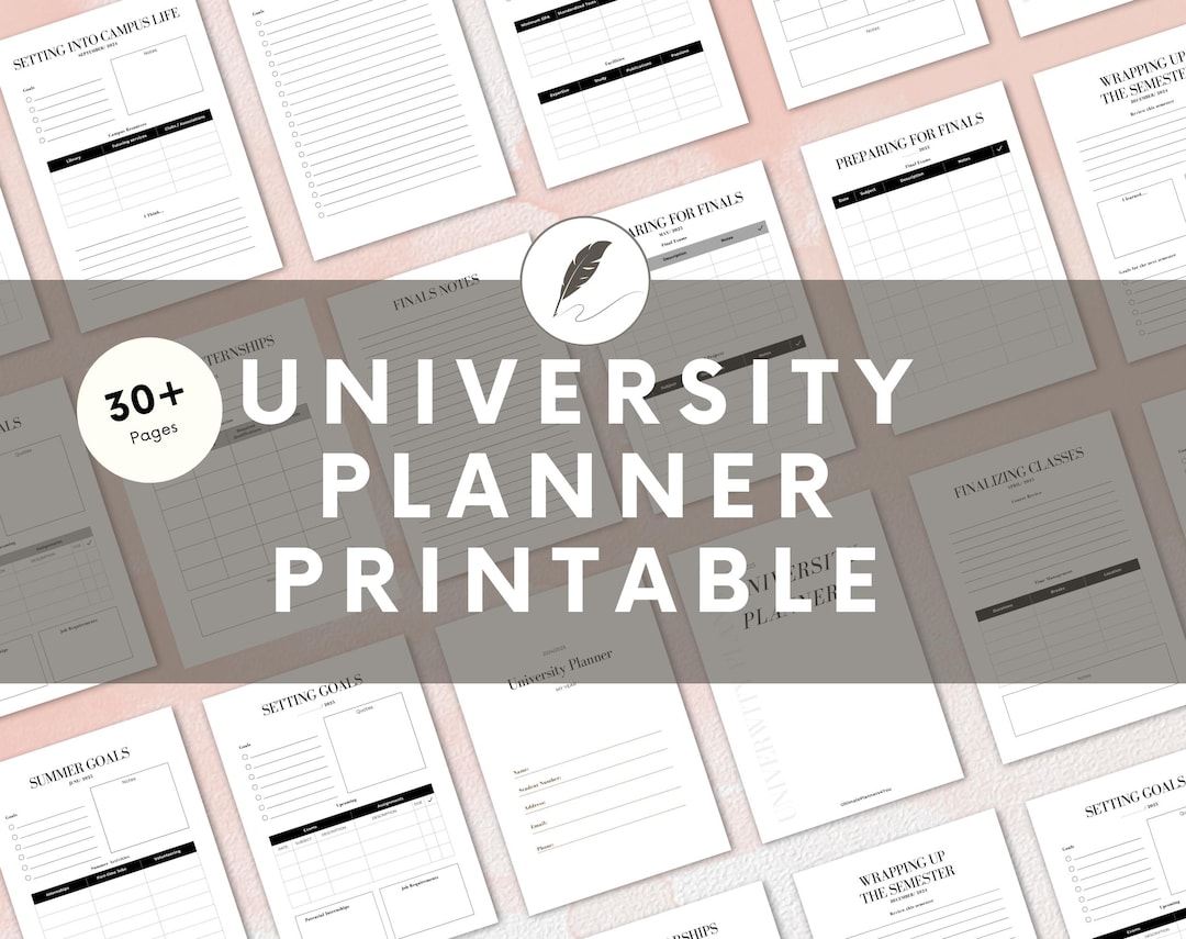 University Planner Printable Student Planner Printable Academic Planner ...