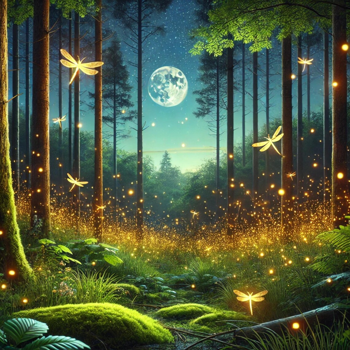 Magical Firefly Night Scenes | Digital Forest & Meadow Artwork Pack ...