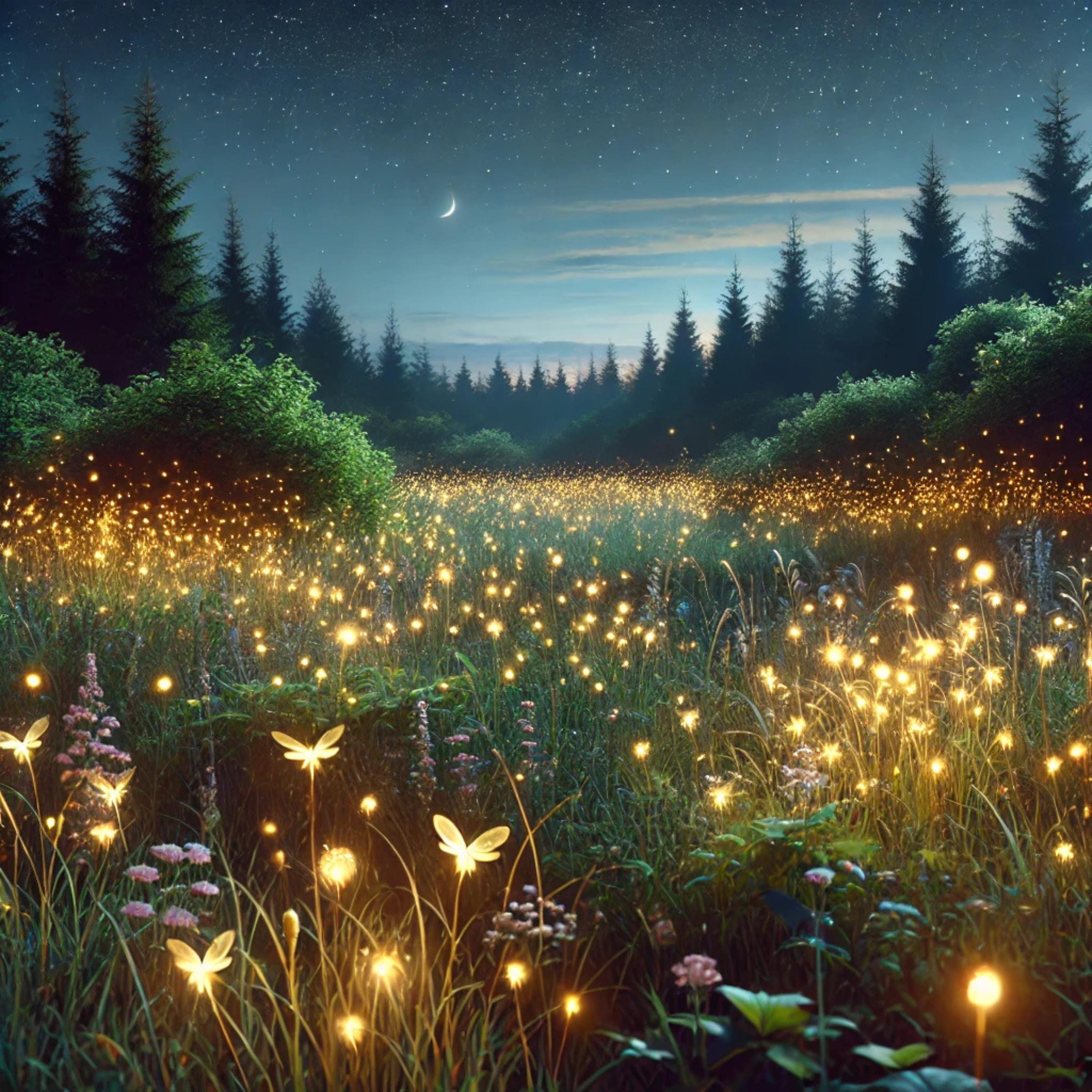 Magical Firefly Night Scenes | Digital Forest & Meadow Artwork Pack ...