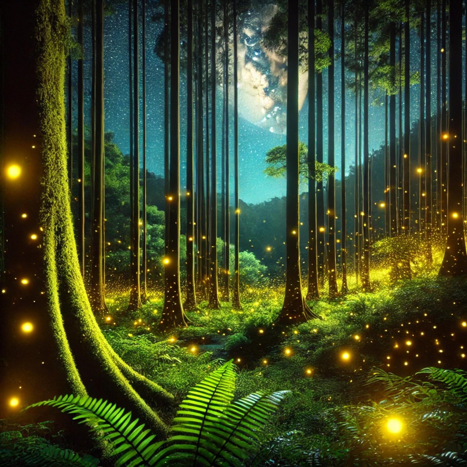 Magical Firefly Night Scenes | Digital Forest & Meadow Artwork Pack ...