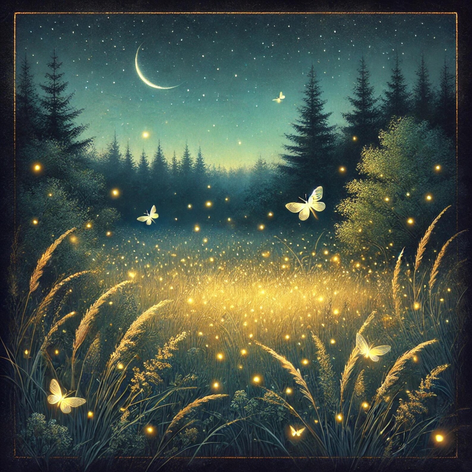 Magical Firefly Night Scenes | Digital Forest & Meadow Artwork Pack ...