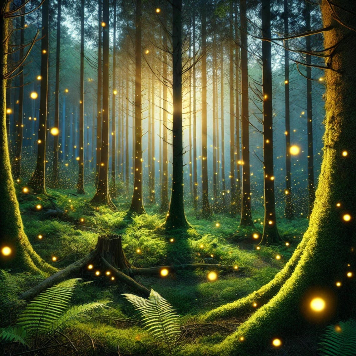 Magical Firefly Night Scenes | Digital Forest & Meadow Artwork Pack ...