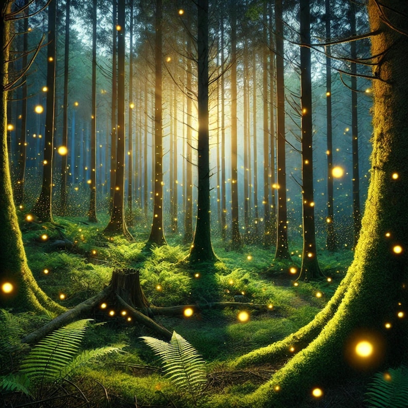Magical Firefly Night Scenes | Digital Forest & Meadow Artwork Pack ...