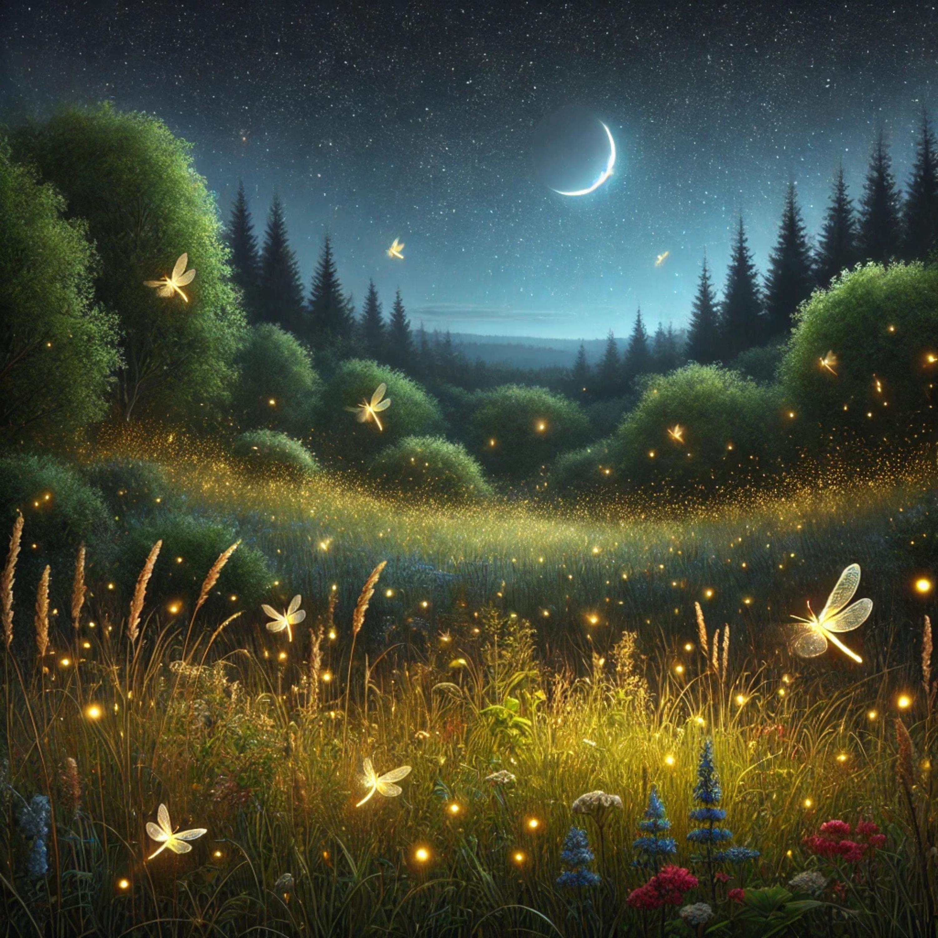 Magical Firefly Night Scenes | Digital Forest & Meadow Artwork Pack ...