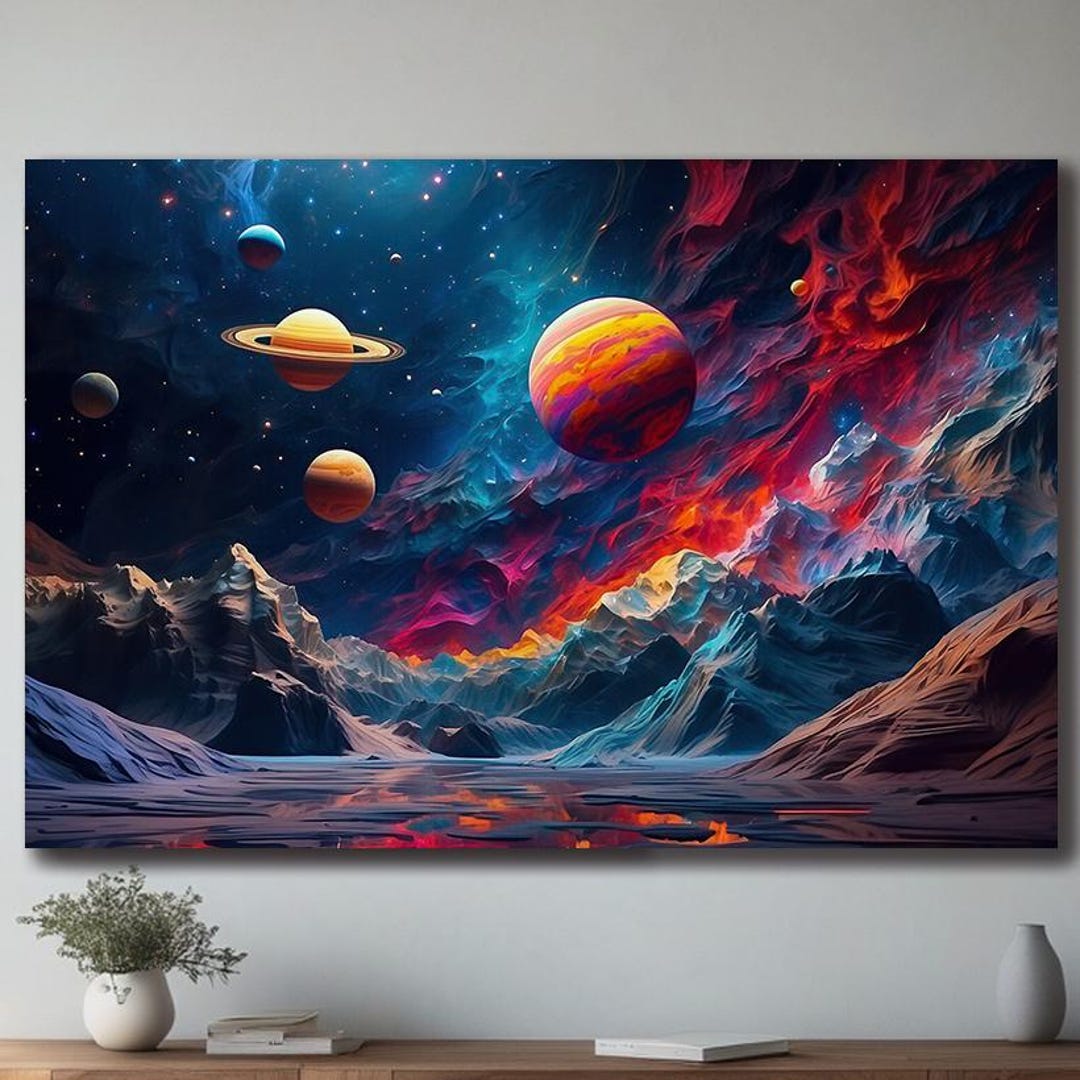 Solar System Canvas Wall Art, Planets 3d-style, Universe Canvas Wall ...