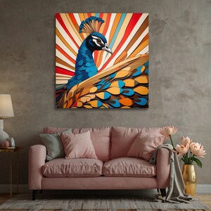 Colorful Peacock Canvas Art: Modern Bird Illustration - Etsy