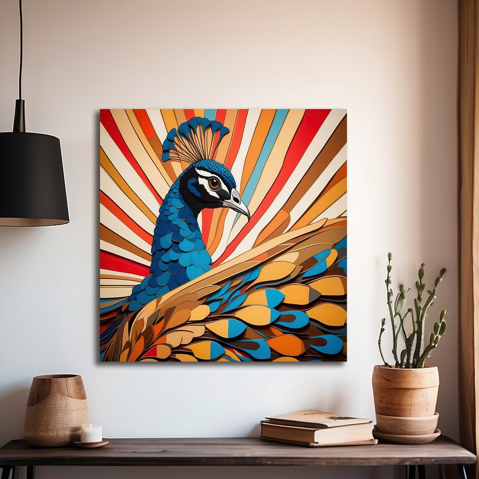 Colorful Peacock Canvas Art: Modern Bird Illustration - Etsy