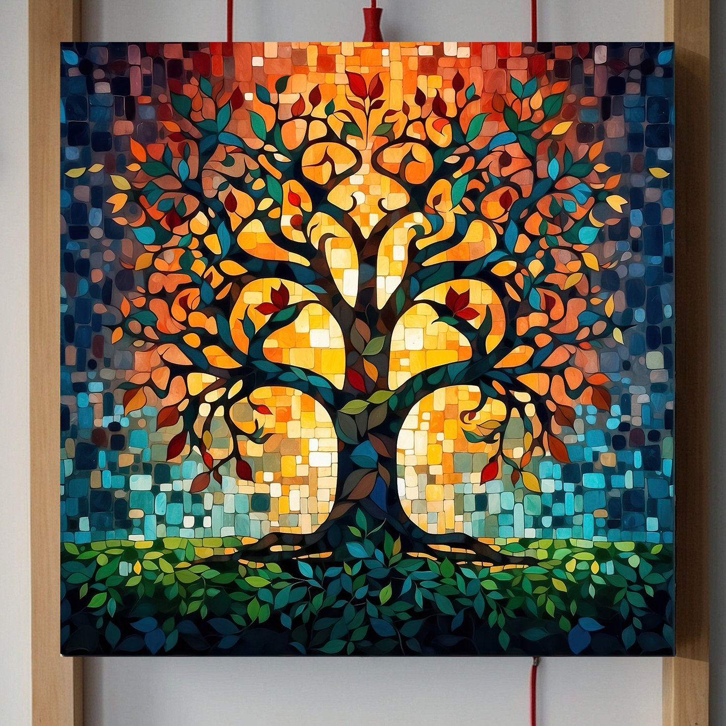 Tree of Life Canvas Wall Art Mosaic, Norse Mythology Artwork, Spiritual ...