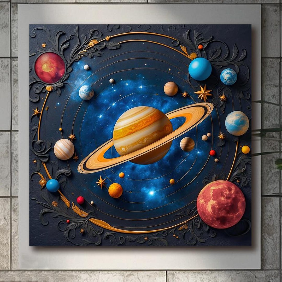 Solar System Canvas Wall Art, Outer Space Decor, Planetary Art Print ...