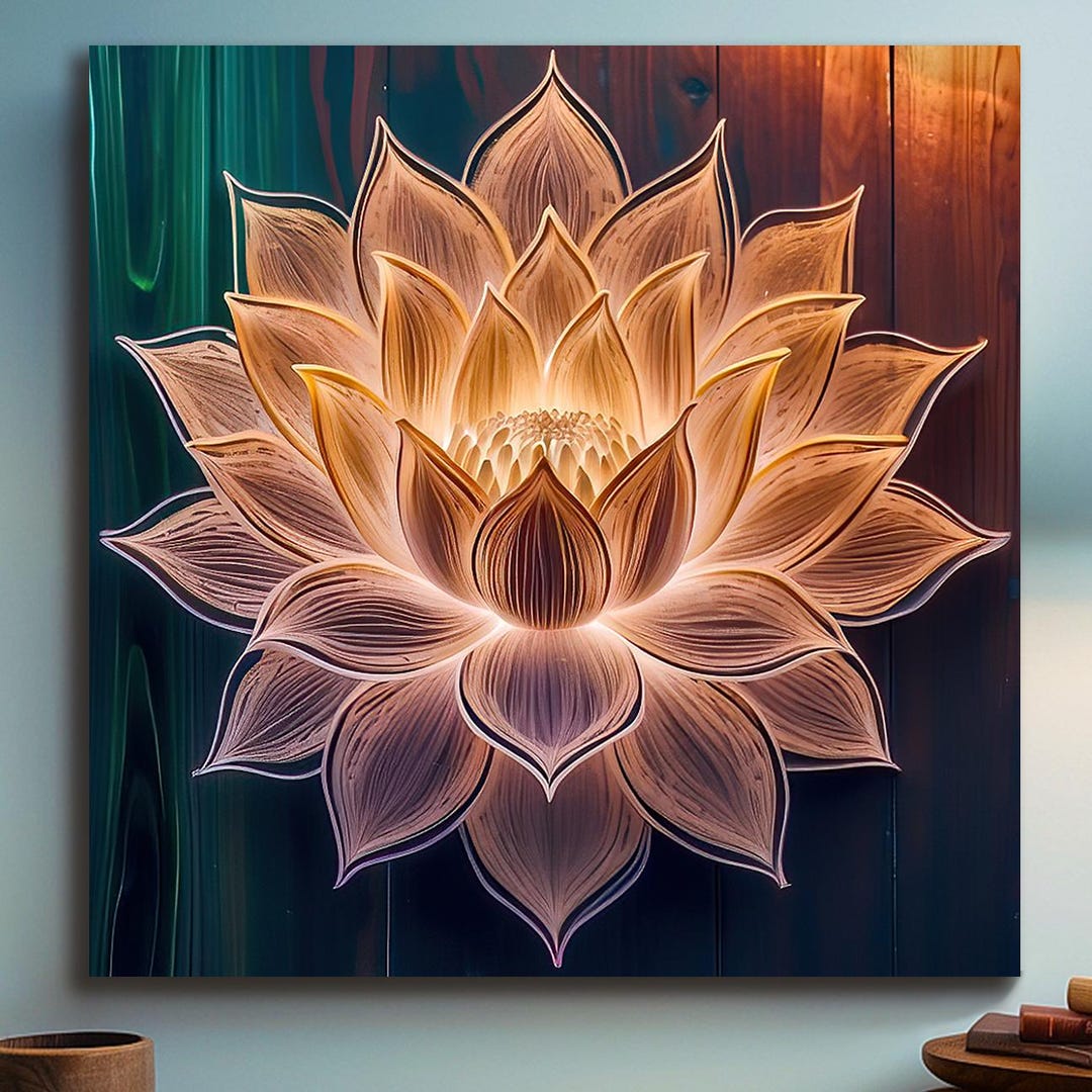 Lotus Flower Canvas Wall Art, Lily Canvas, Boho Decor for Living Room ...