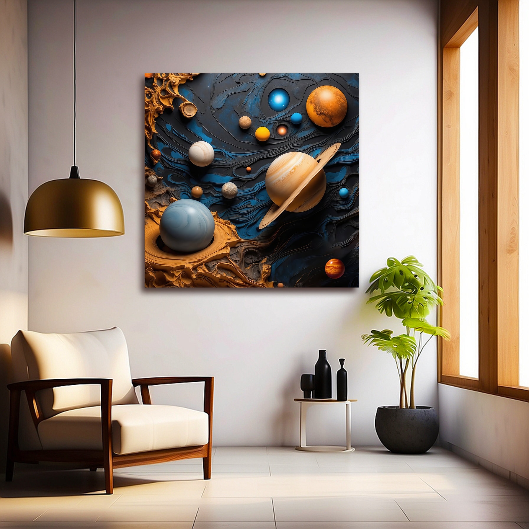 3D Planets Canvas Wall Art: Solar System Galaxy Decor - Etsy